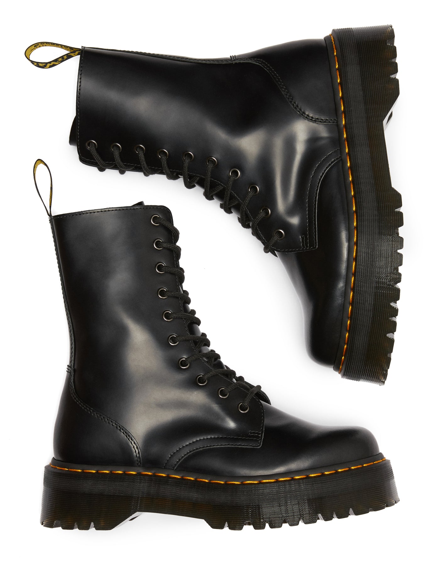 Jadon Hi Black Smooth Platform Boot – Posers Hollywood